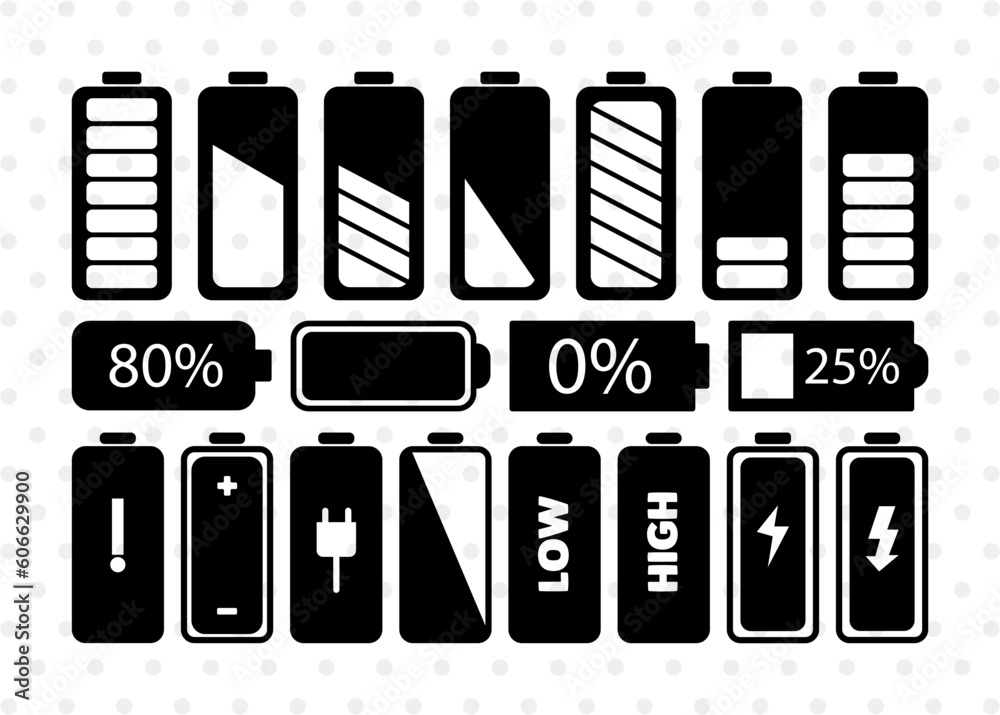 Battery SVG, Battery Silhouette, Energy Svg, Charging Svg, Bolt Svg ...