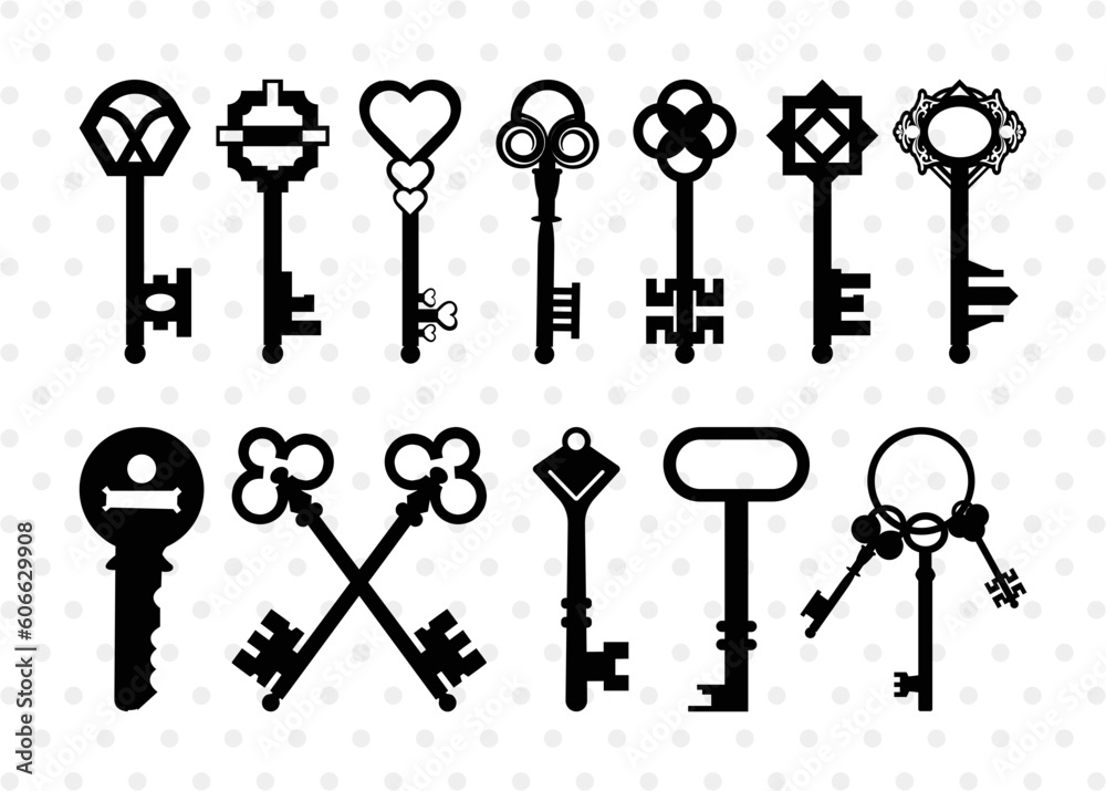 Vintage Keys SVG, Keys Silhouette, Lock Key Svg, Auto Keys Svg, Almirah ...
