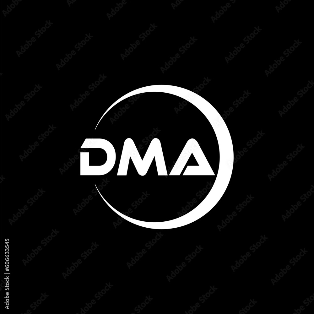 Vettoriale Stock DMA letter logo design with black background in ...