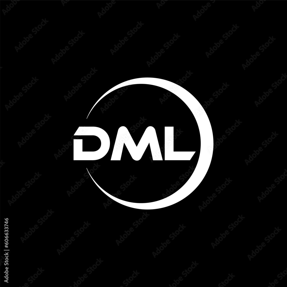 DML letter logo design with black background in illustrator, cube logo ...
