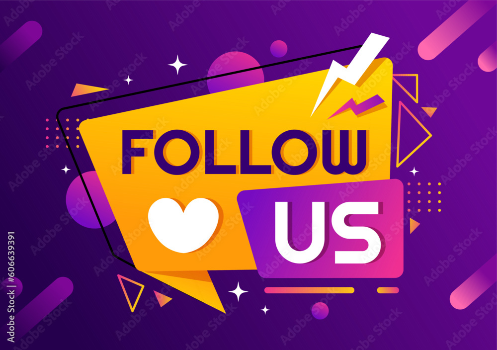 Follow Us and Like Vector Illustration for Internet Advertisement of a ...
