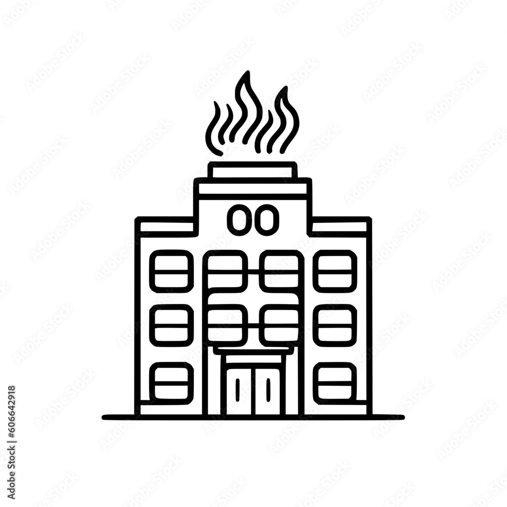 Building on fire vector illustration isolated on transparent background ...