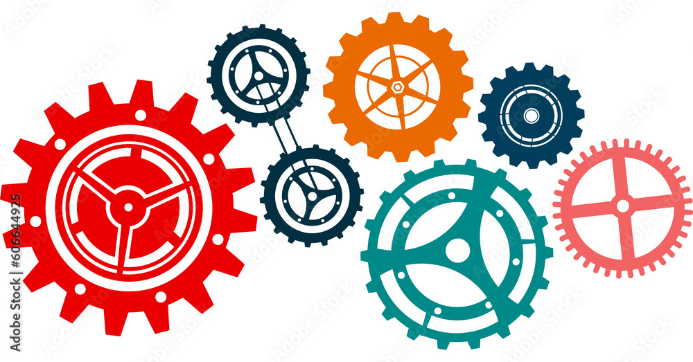 Digital png illustration of set of cogs on transparent background Stock ...
