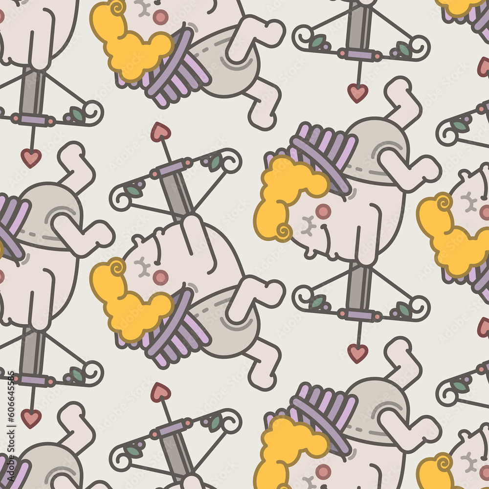 Digital png illustration of cupid pattern with copy space on ...