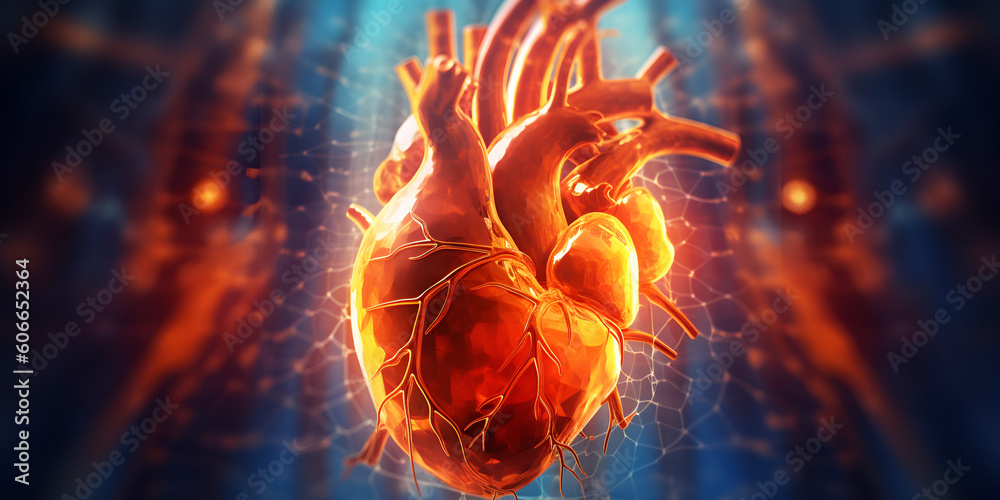 Anatomy of human heart on ecg medical background Generated AI Stock ...