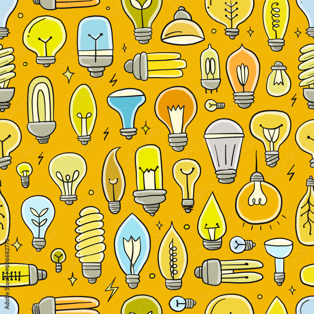 Light bulbs collection. Ecology Concept art. Symbol of creativity, innovation, inspiration ...