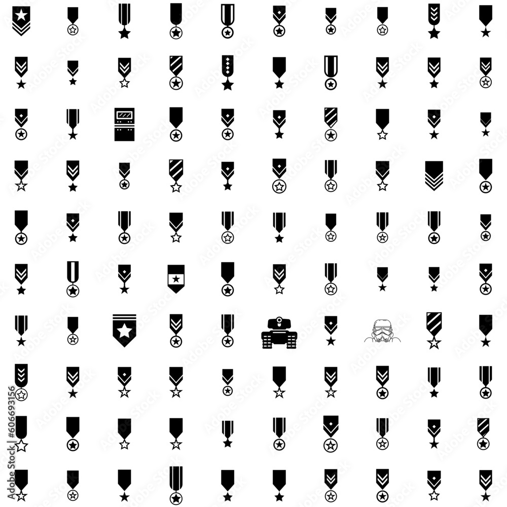 Collection Of 100 Forces Icons Set Isolated Solid Silhouette Icons ...