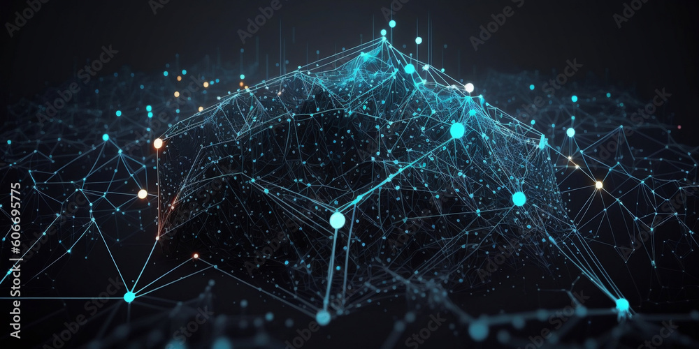Network structure background. Artificial Intelligence. Machine learning. Data background. Big ...
