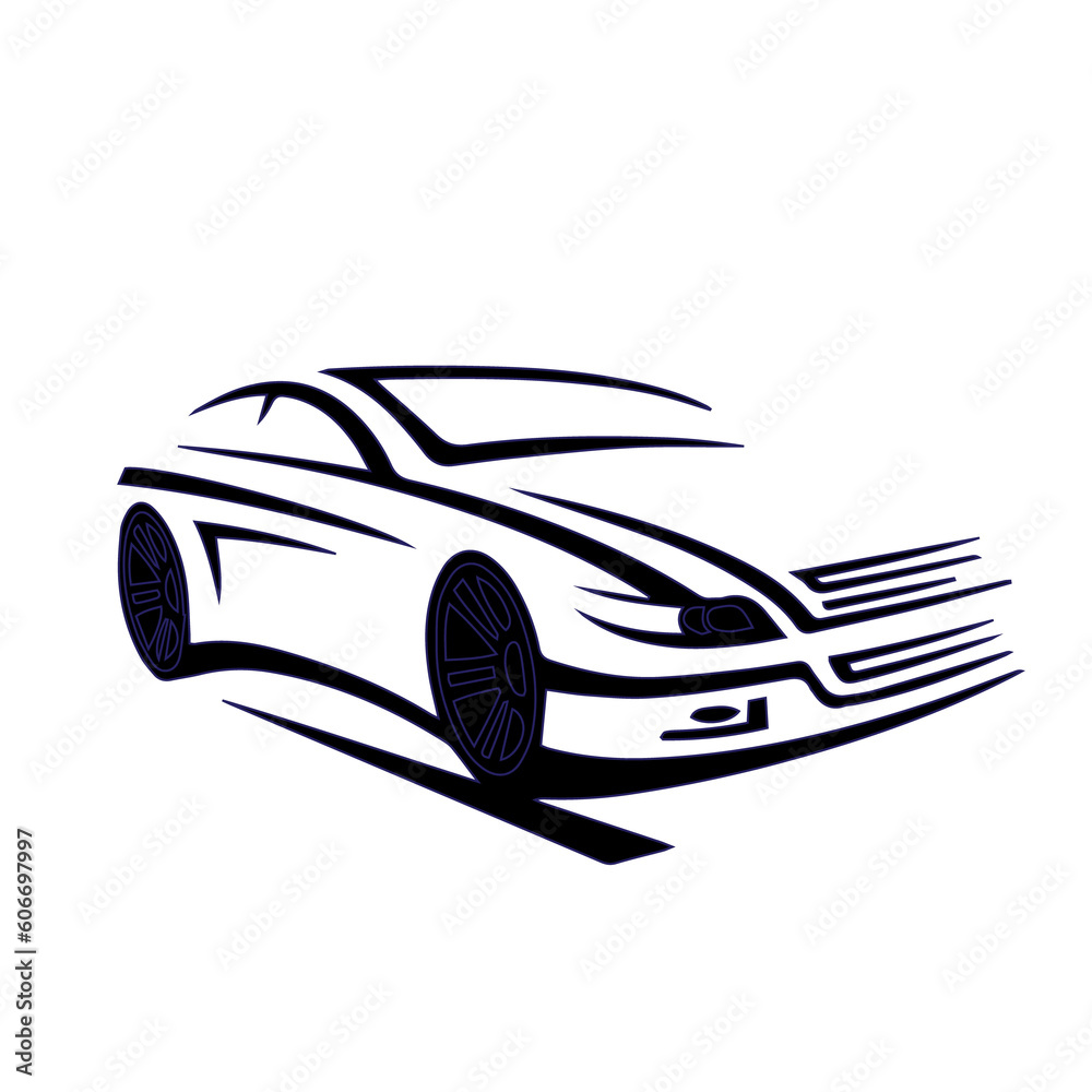 Car Iconic Minimalis Black Colours - An illustration of a sketched car ...