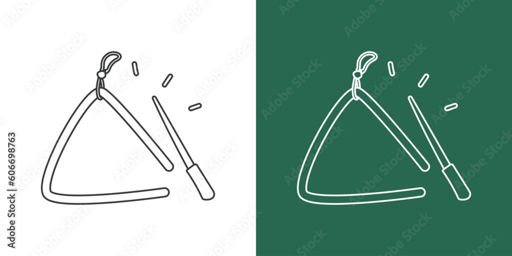 Musical triangle line drawing cartoon style. Percussion instrument ...