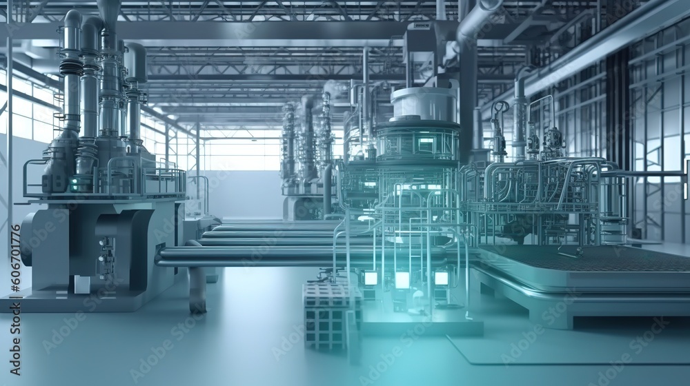 Future Factory Digitization Industry 4.0 Concept: Automated Robot Arm ...