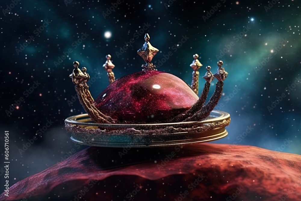 Alien King Crown with nebula precious stones and twirling galaxy ...