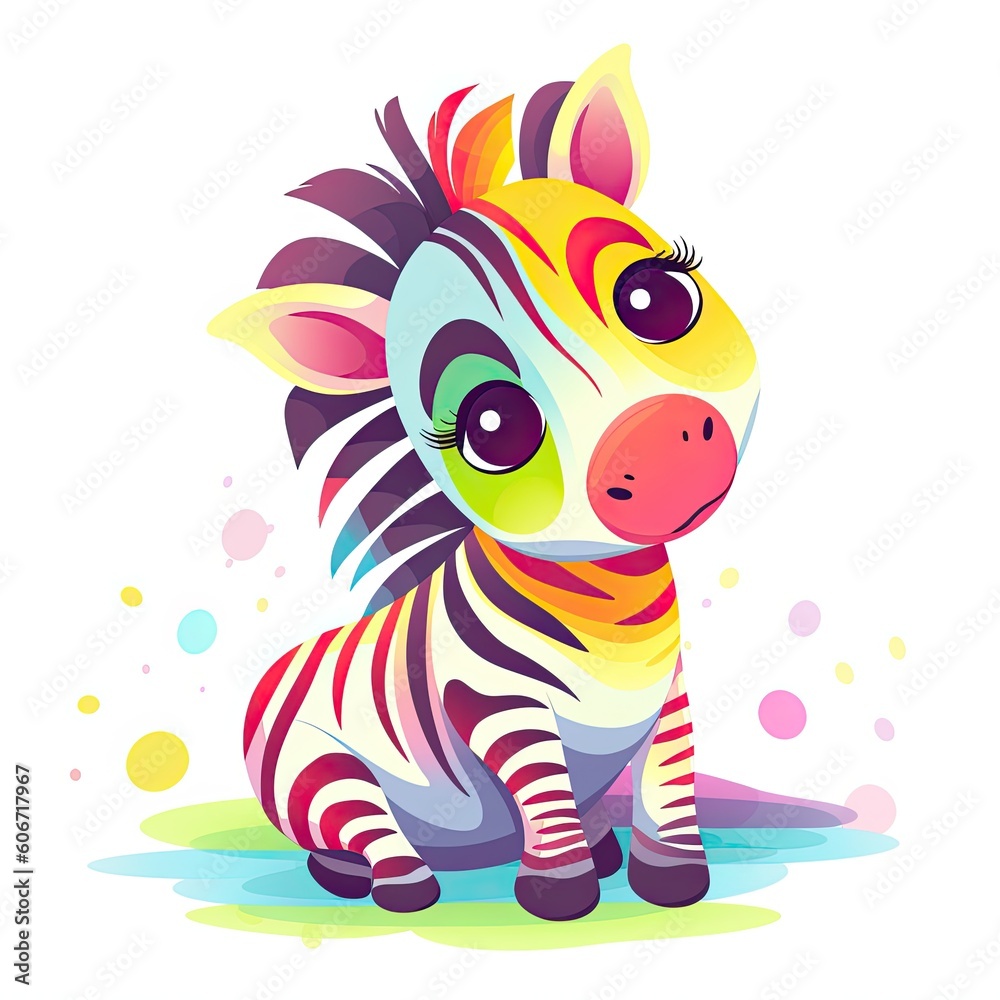 Cute baby zebra collection, playing and smiling on a white background ...