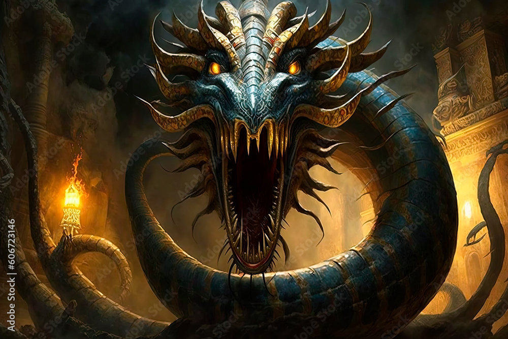 Egyptian mythology, a huge serpent monster. Generative AI Stock ...