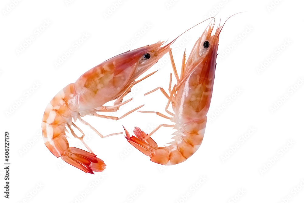 Top view cooked prawns on cutout PNG transparent background. Generative ...