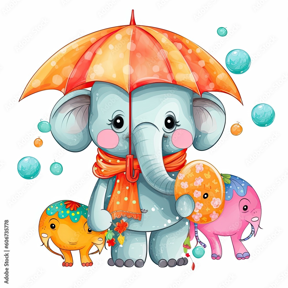 Cute elephant baby cartoon bundle design. Baby elephant cartoon with ...