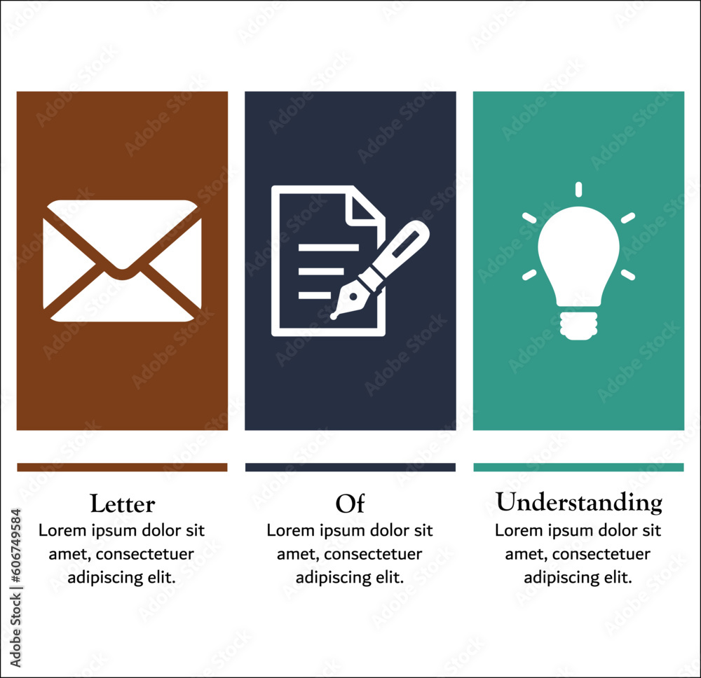 LOU - Letter of understanding Acronym. Infographic template with icons ...