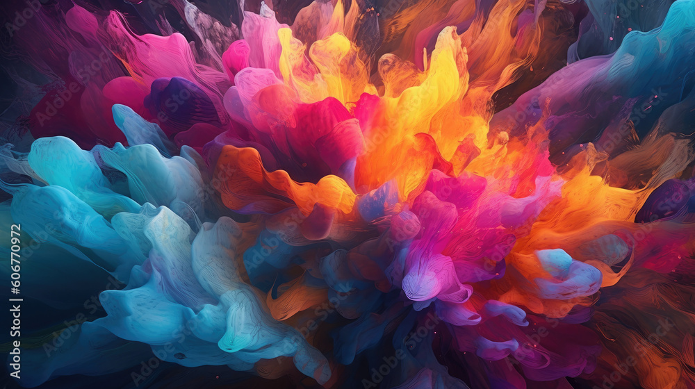 Dive into a world of vibrant colors and flowing shapes, creating ...