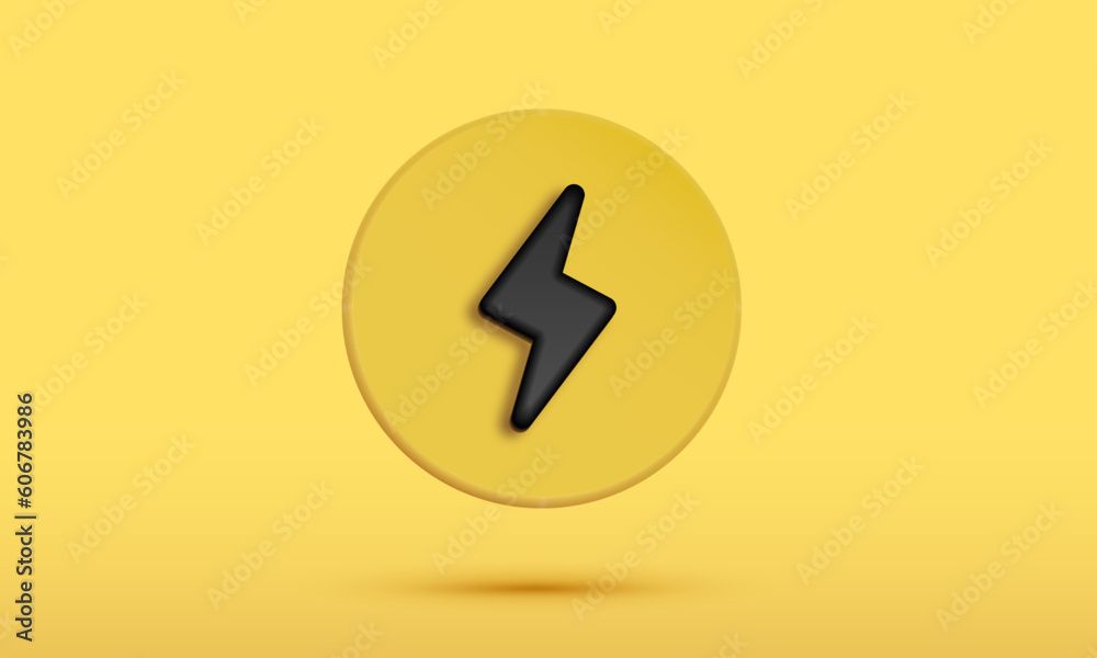 Yellow enegry symbol and charge sign icon background, black electricity ...