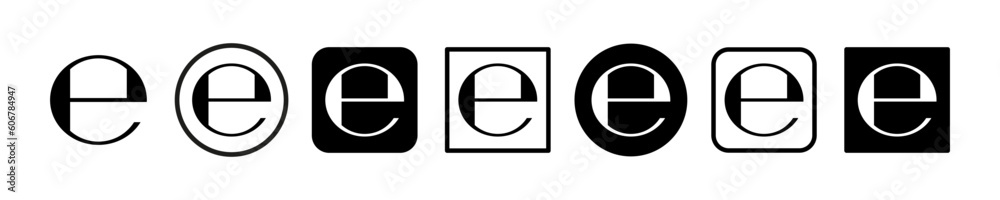 Set of estimated symbols. Black e mark labels. Official european ...