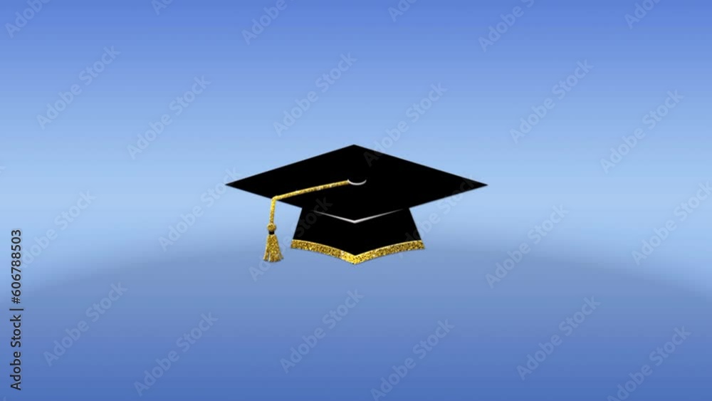 Graduation cap and diploma on sky. Animated for graduation day. Stock ...
