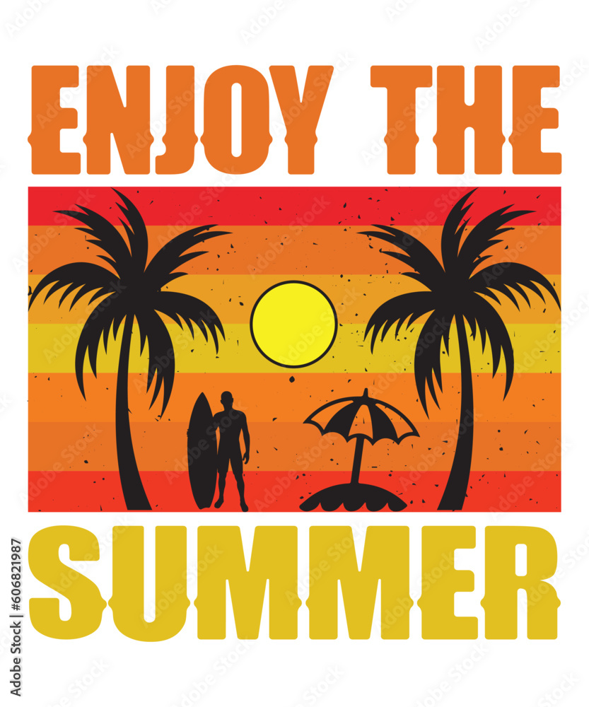Enjoy The Summer Summer Vacay Vibe Svg Png Sunset Beach Svg Beach