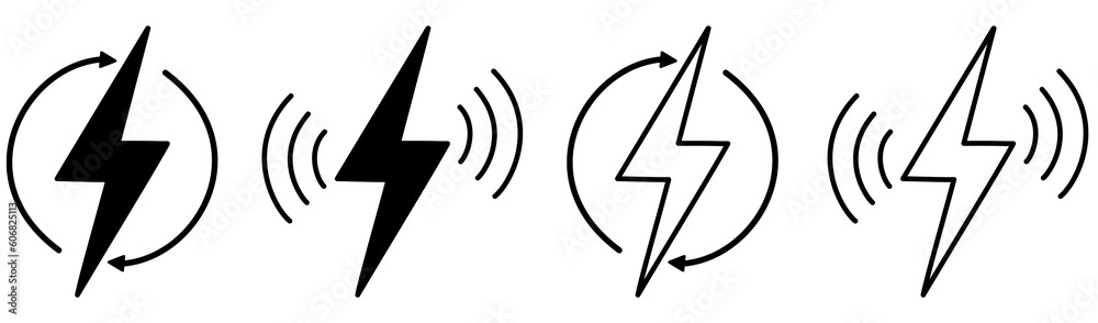 Charging icons set for web abd animation use. Electrical charging icons ...