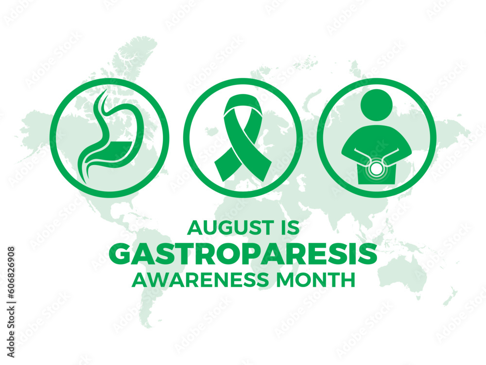 August is Gastroparesis Awareness Month vector illustration. Green ...