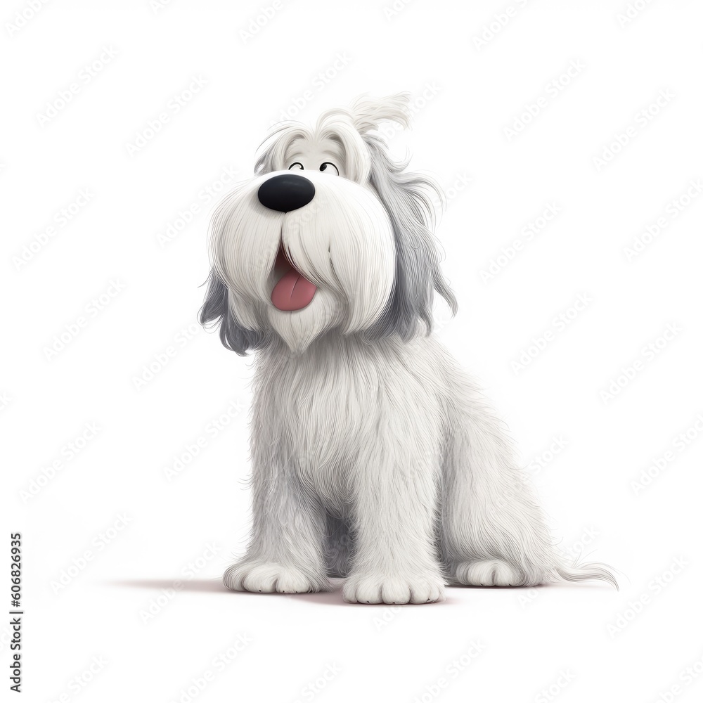 Old English Sheepdog dog illustration cartoon 3d isolated on white ...