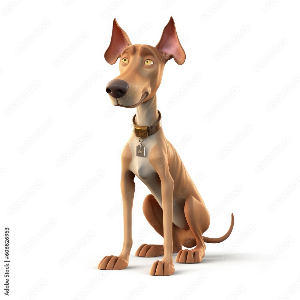 Pharaoh Hound dog illustration cartoon 3d isolated on white. Generative ...
