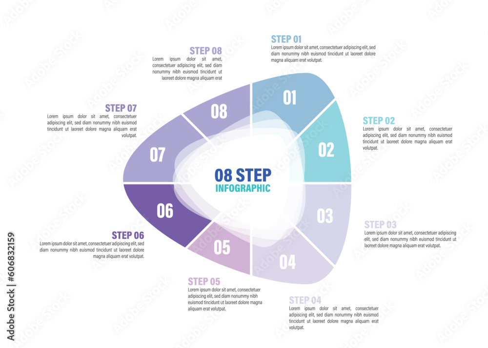 Triangle pie charts for infographics. Elements with 3, 4, 5, 6, 7, 8, 9 ...