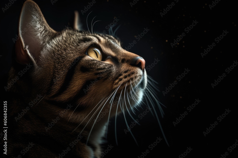 bengal tiger cat looks up with sharp eyes Generative AI Stock ...