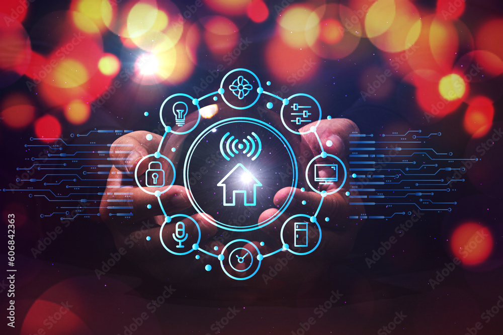 Future Smart hone concept, Smart home technology trends, hand holding ...