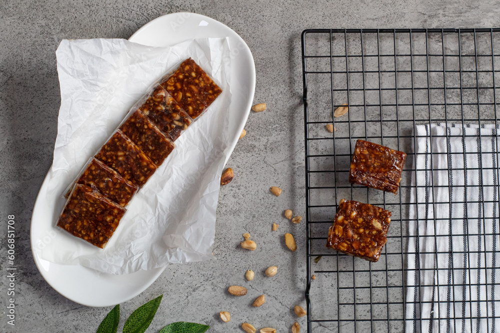 kipang kacang made from peanuts mixed with palm sugar. traditional ...