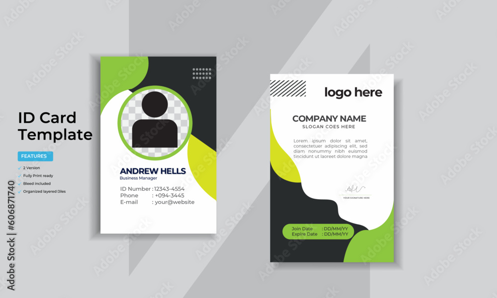 ID Card Template, Office Id card, Employee Id card, Creative & Modern ...