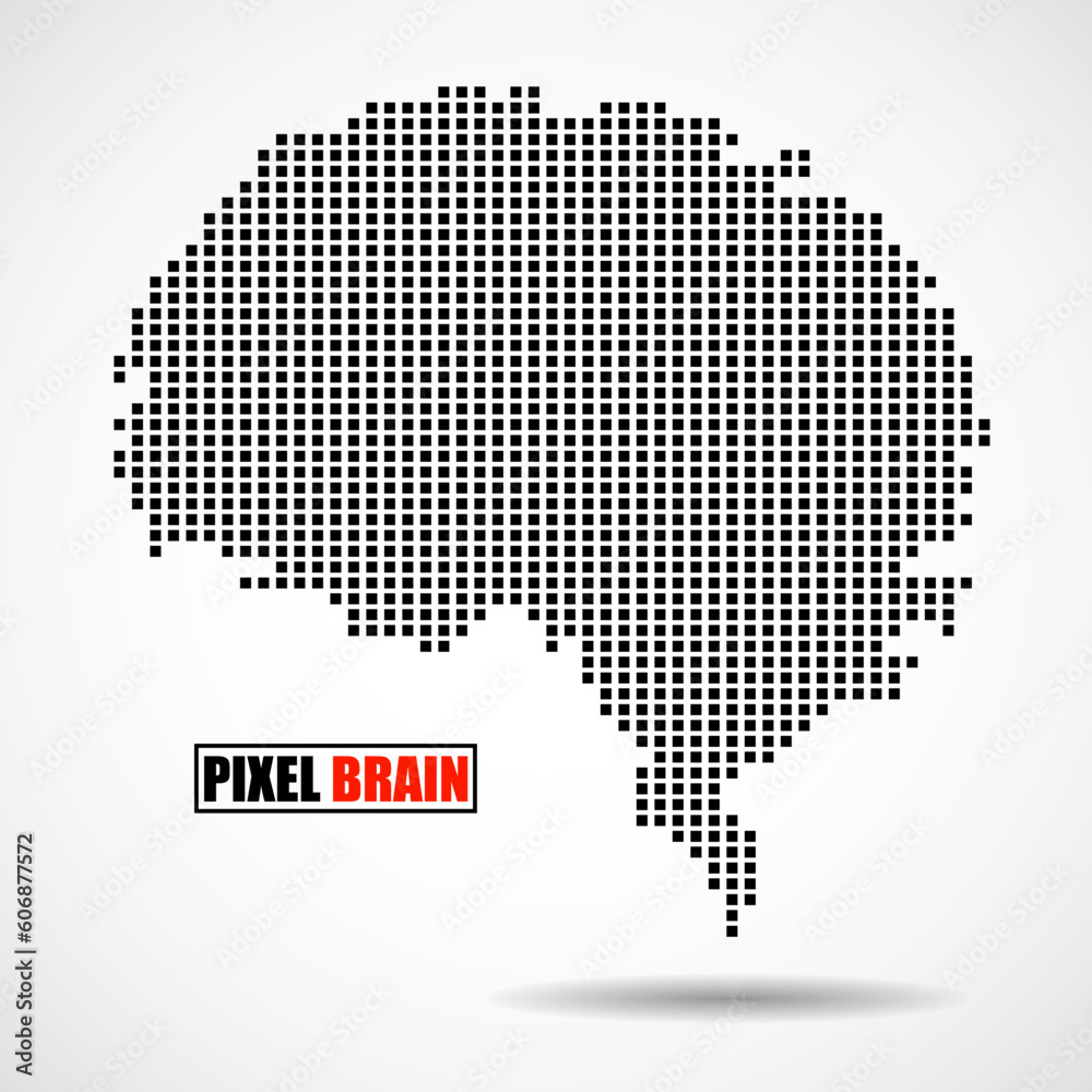 Pixel brain isolated on white background. Vector logo Stock Vector ...