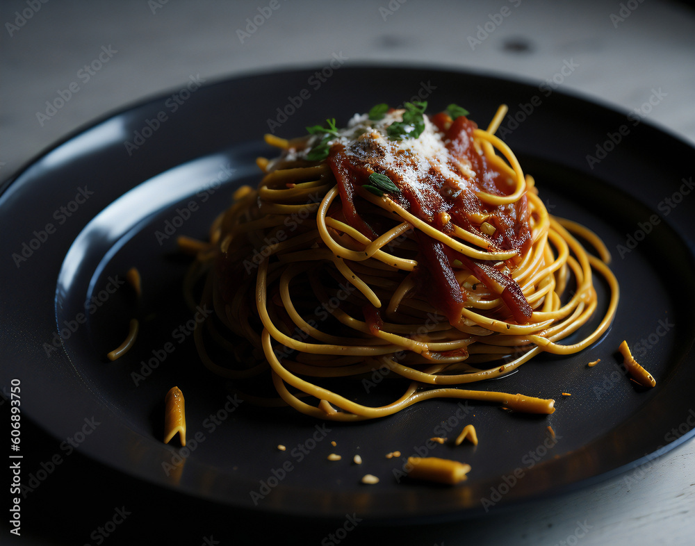 Gourmet Spaghetti Pasta Dish - Realistic Photo (AI Generated) Stock ...