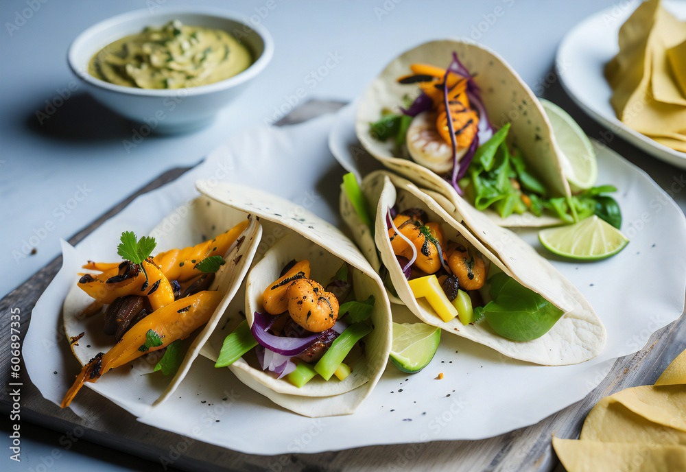Artfully Prepared Gourmet Tacos - Realistic Photo (AI Generated) Stock ...