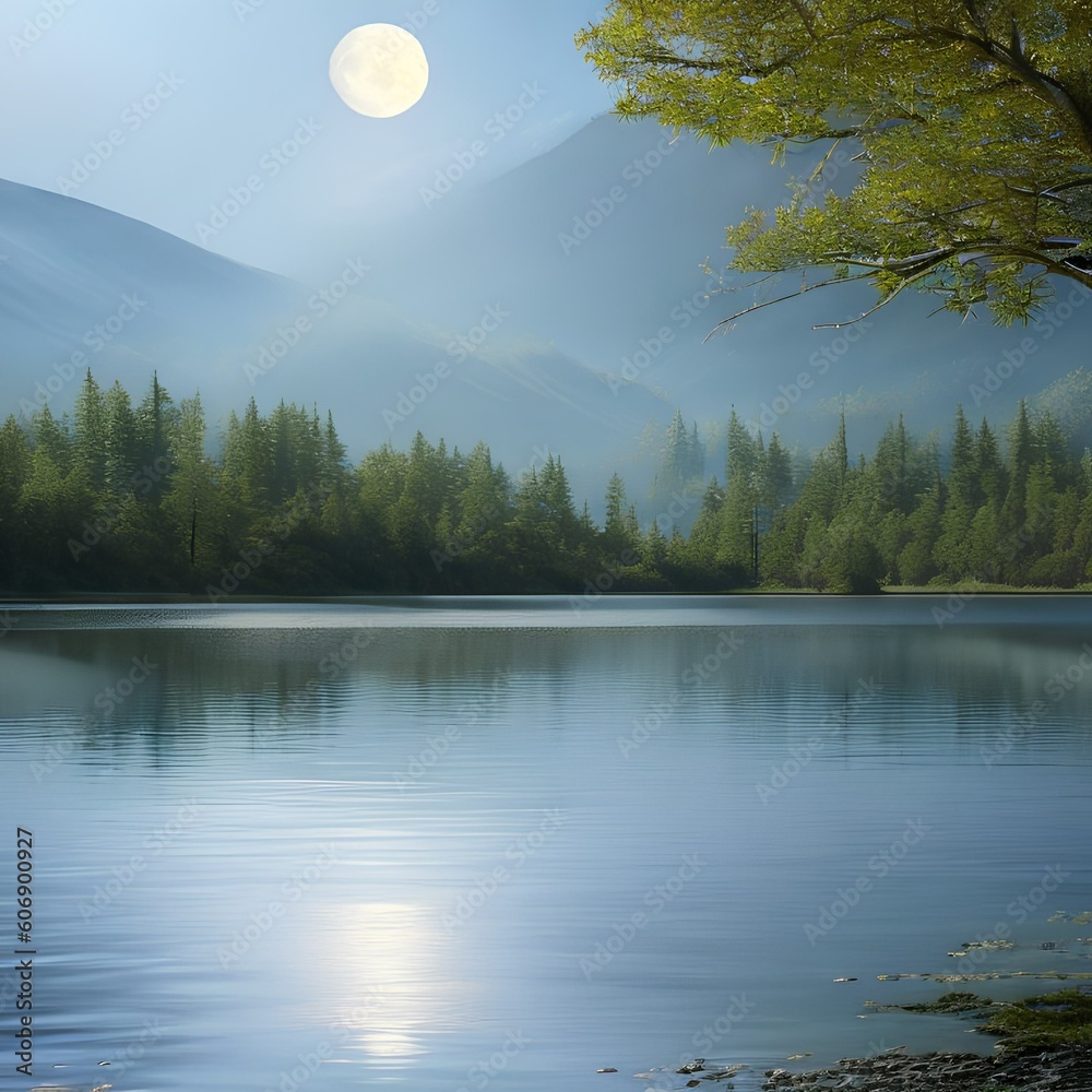 1397 Mystical Moonlit Lake: A mystical and enchanting background ...