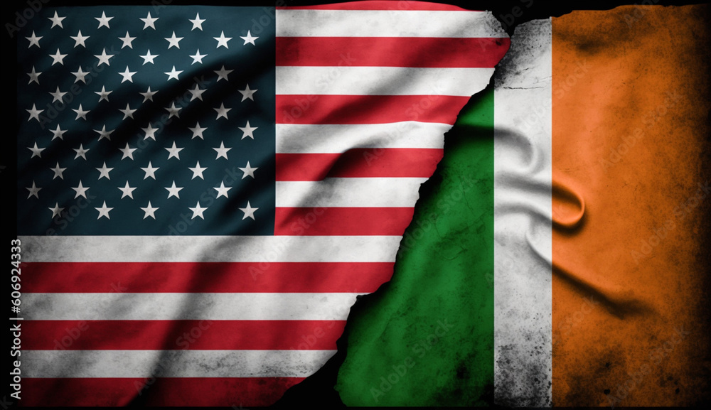 American flag with Irish flag together Generative AI Stock Illustration ...