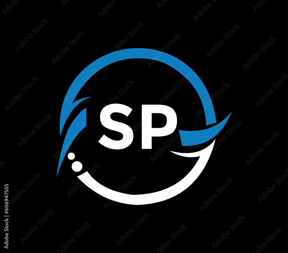 SP letter logo design with a circle shape. SP circle and cube shape ...