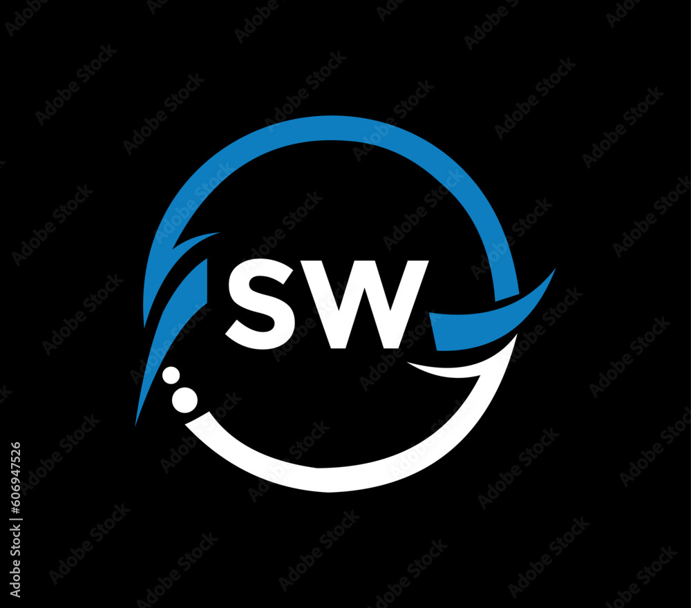 SW letter logo design with a circle shape. SW circle and cube shape ...