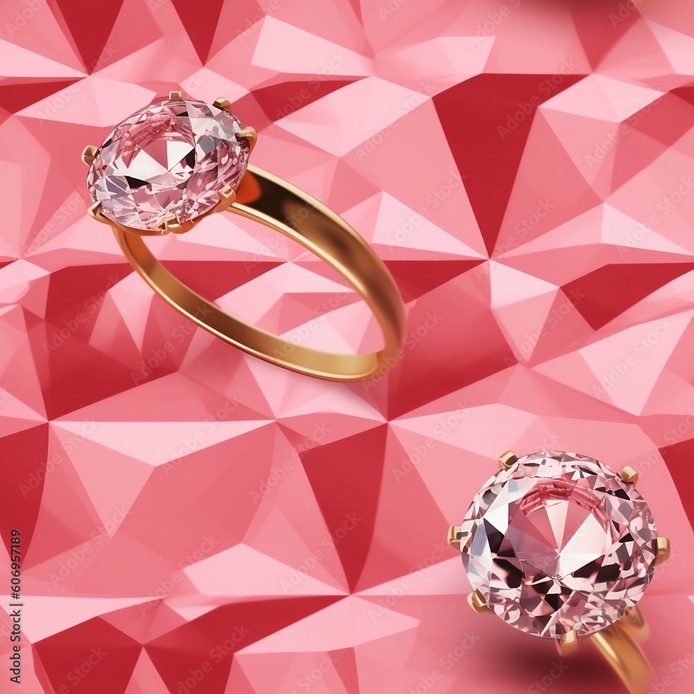 Seamless pattern of diamond rings on pink background created with ...