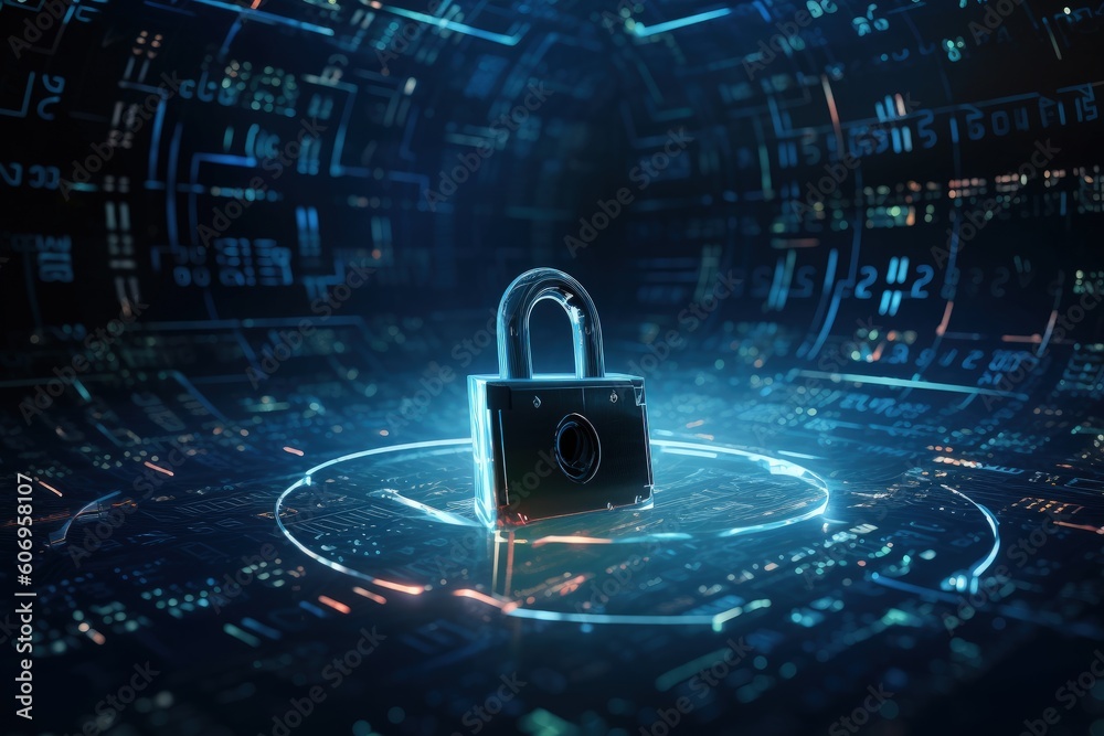 Cybersecurity Padlock, Digital Lock on Technology Network Data ...