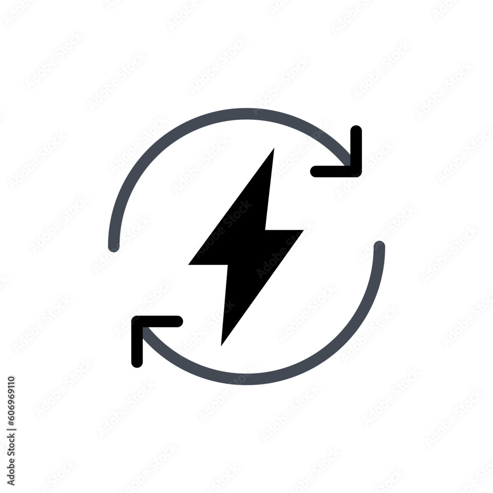 Vector black electricity icon set on white background,Lightning ...