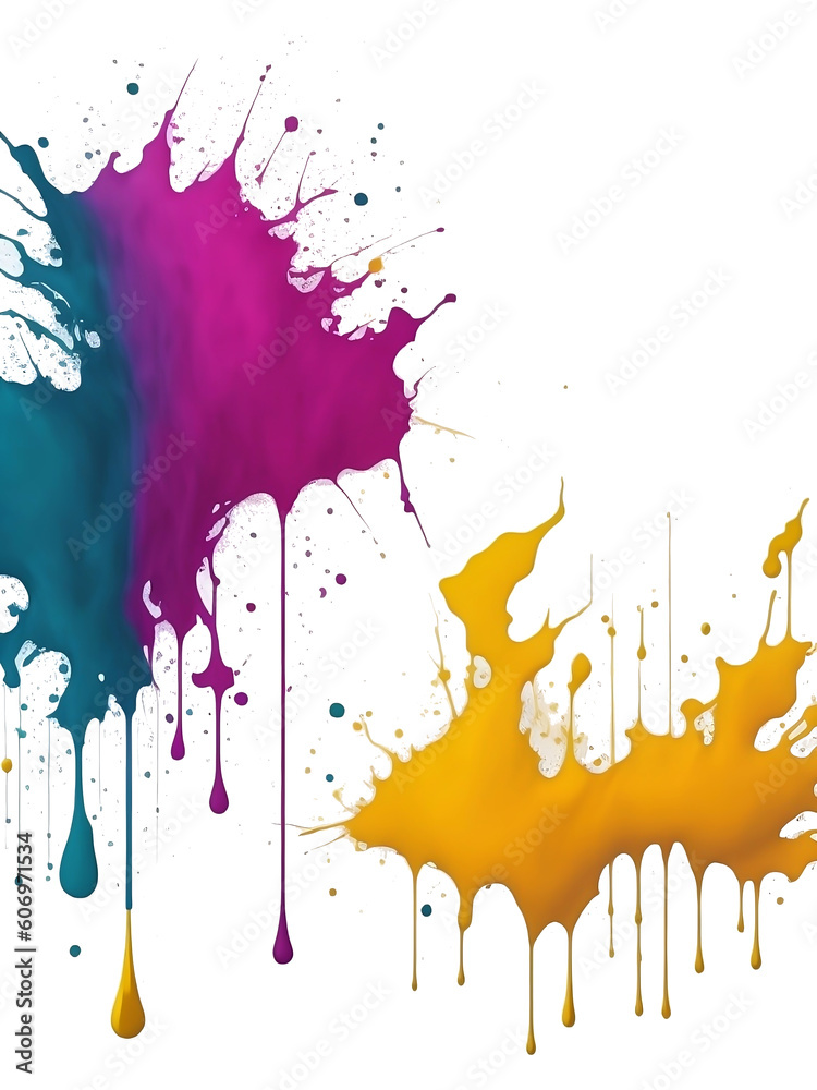 colorful watercolor clip art splashes with gold drips white background ...