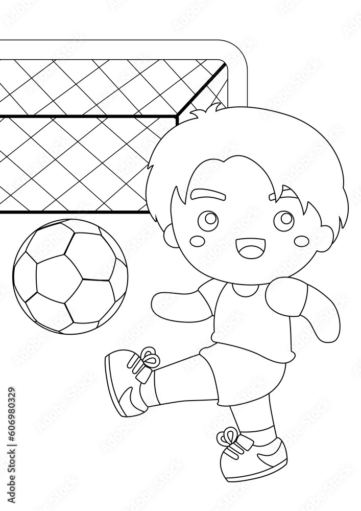Kids Playing Soccer Ball Sport Activity Coloring Pages for Kids ans ...