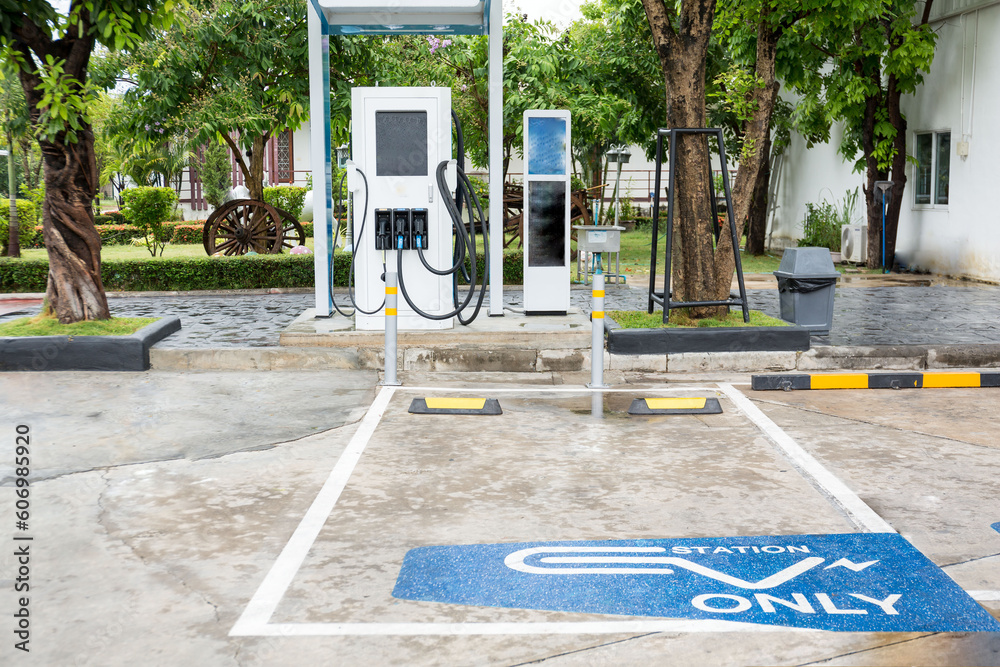 Station ev solar powered electric car charging station in a public ...