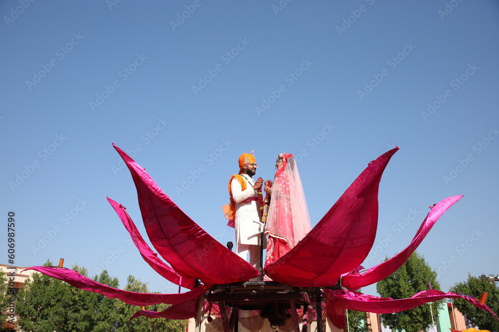 Ahore, Rajasthan, India 14th May 2022: Floral theme Varmala or Garland ...