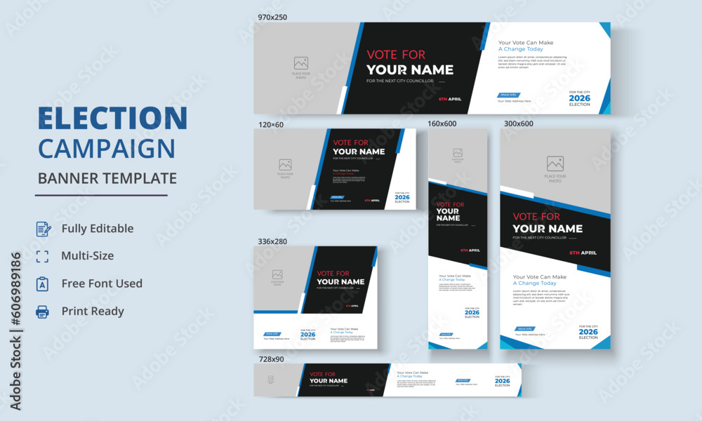 Election Campaign Banner Template, Political Campaign Banner Template ...